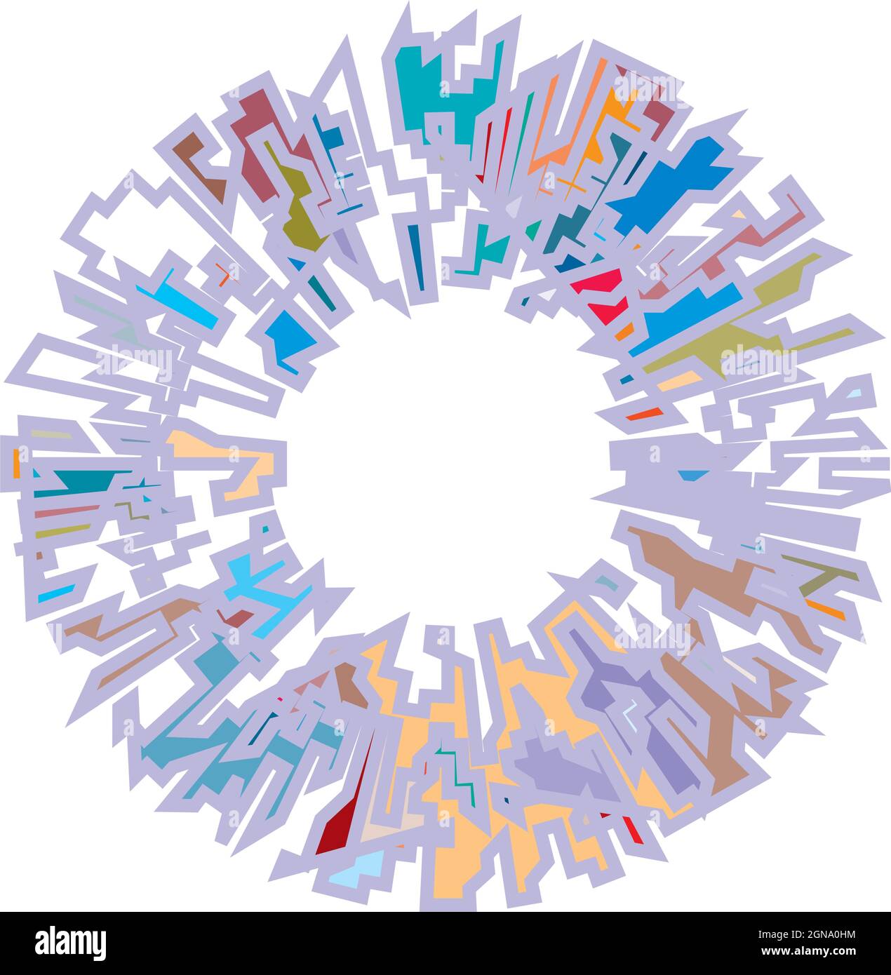 Geometric, random circular element. Abstract angular circle shape ...