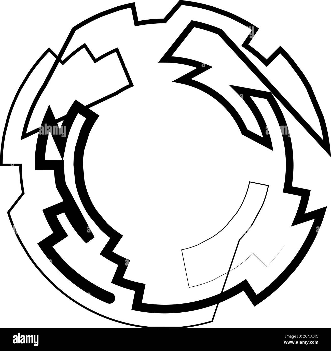 Geometric, random circular element. Abstract angular circle shape ...