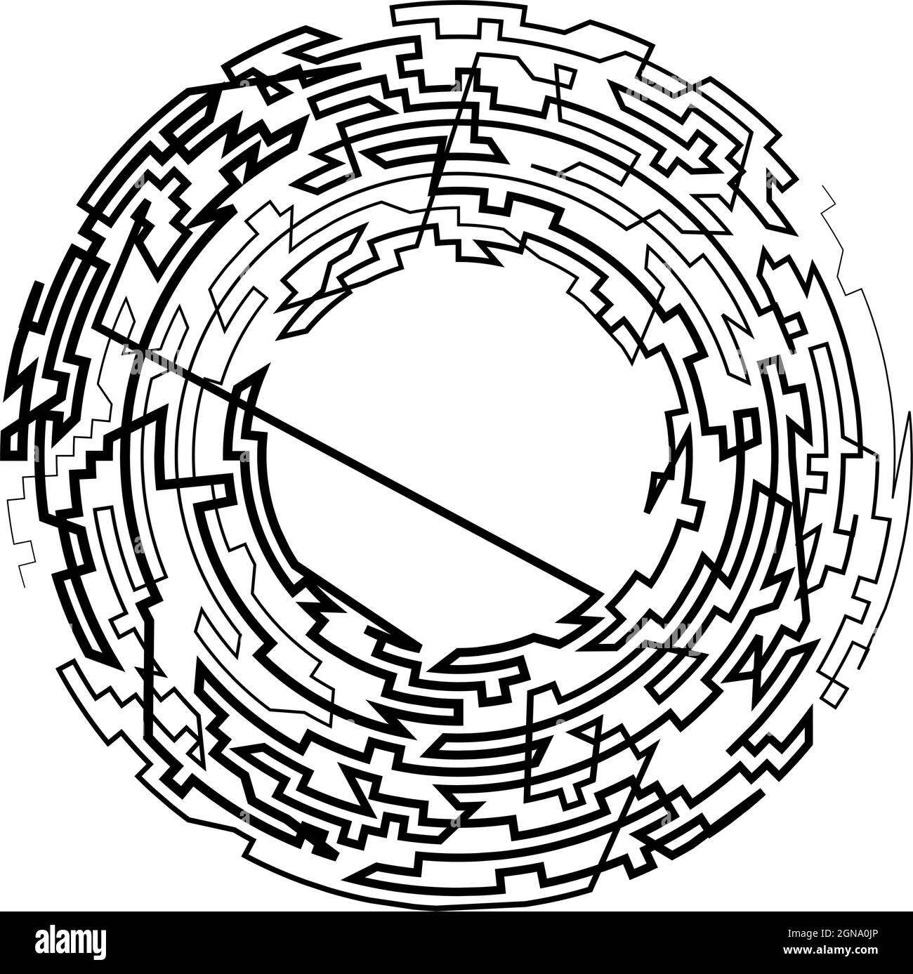 Geometric, random circular element. Abstract angular circle shape ...