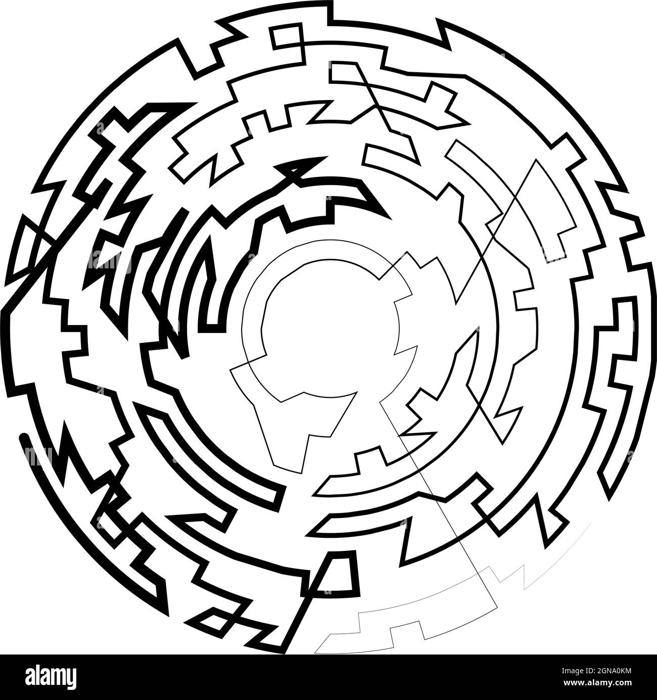 Geometric, random circular element. Abstract angular circle shape ...
