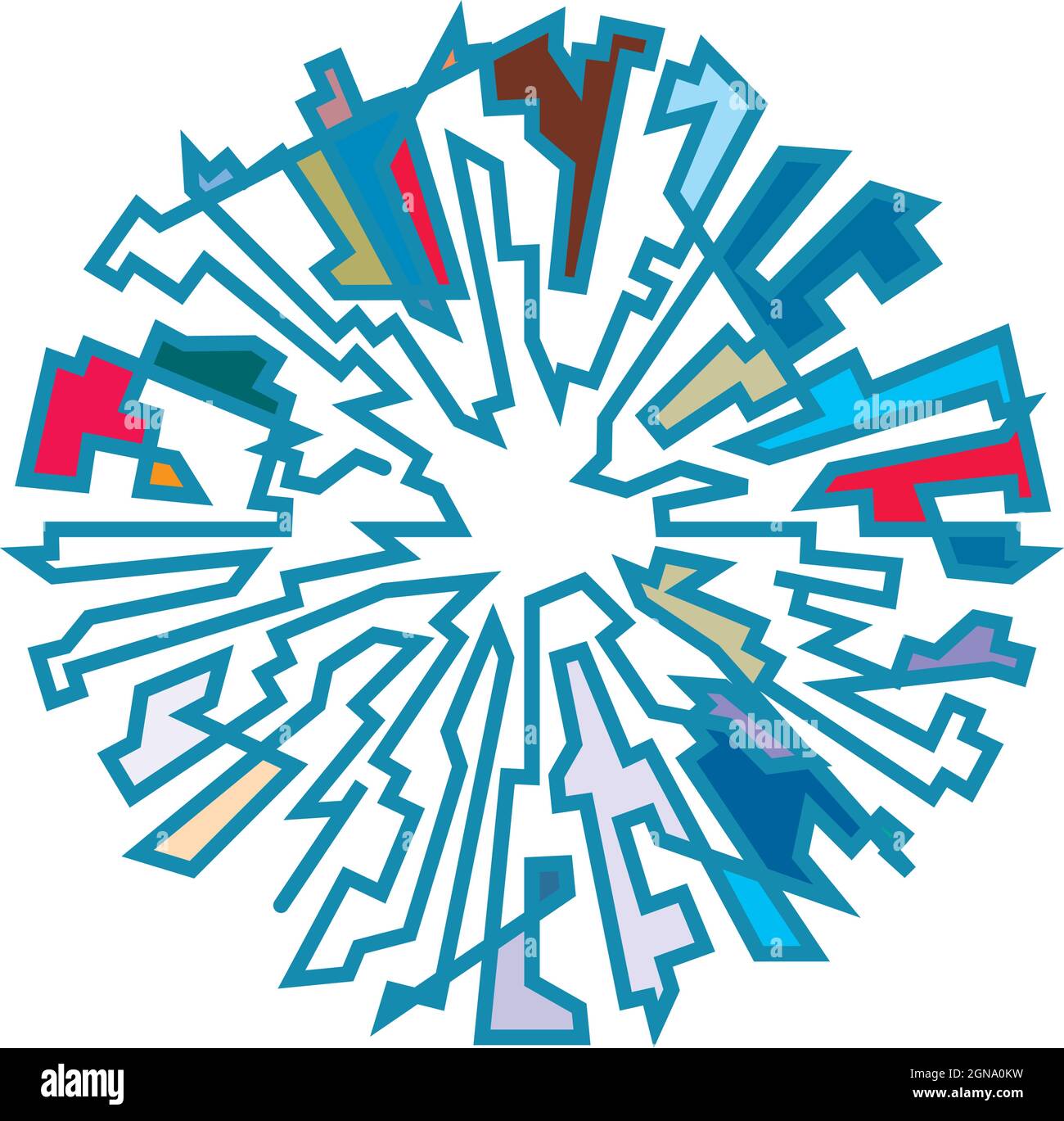 Geometric, random circular element. Abstract angular circle shape ...