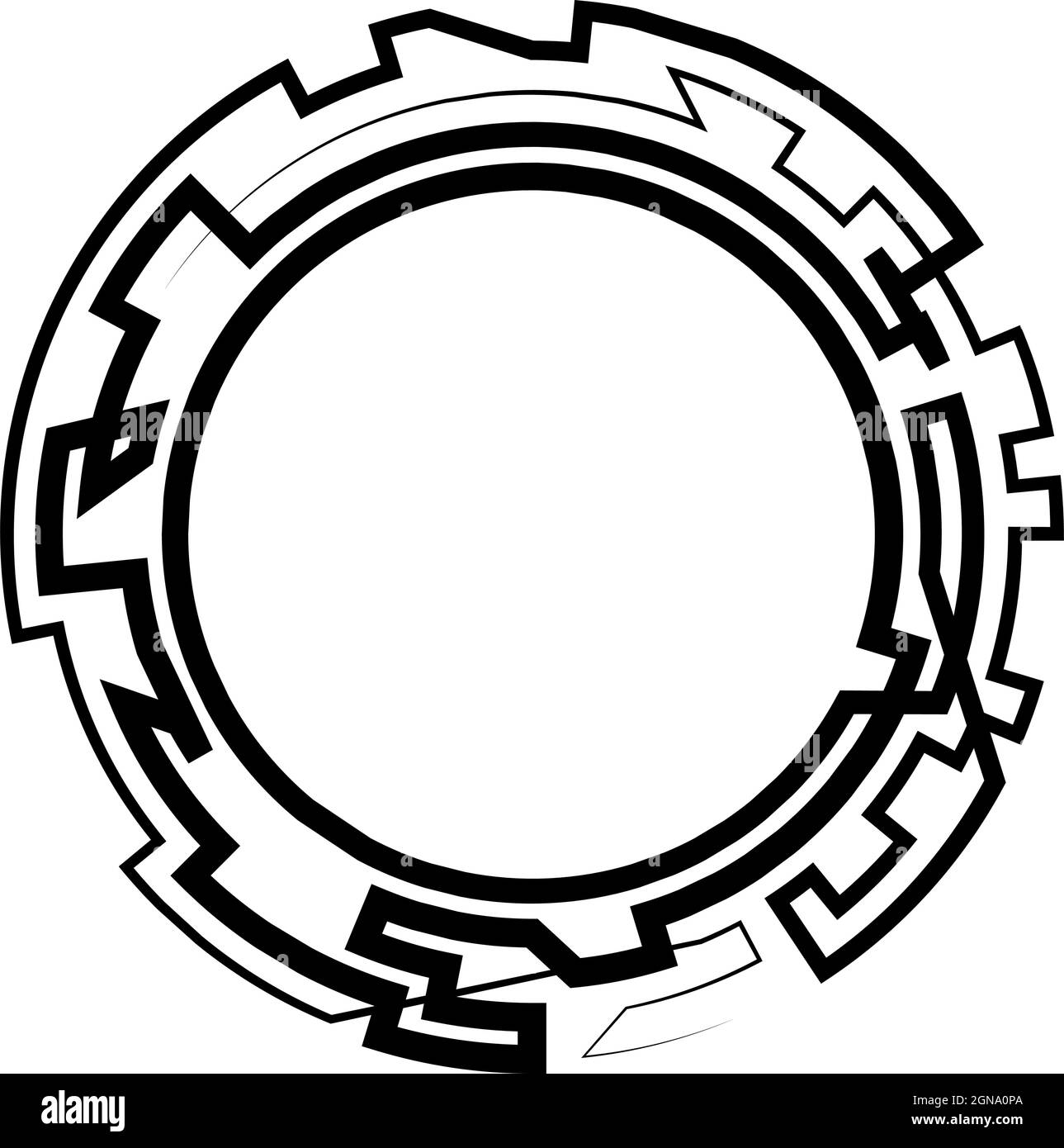 Geometric, random circular element. Abstract angular circle shape ...