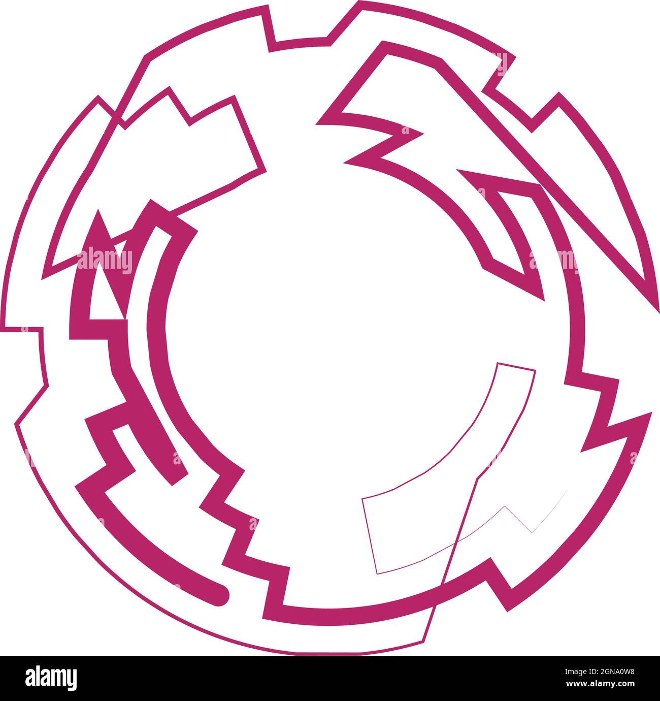 Geometric, random circular element. Abstract angular circle shape ...