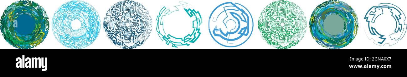 Geometric, random circular element. Abstract angular circle shape ...