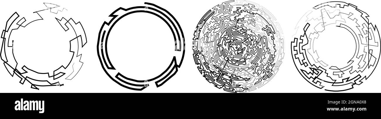 Geometric, random circular element. Abstract angular circle shape ...