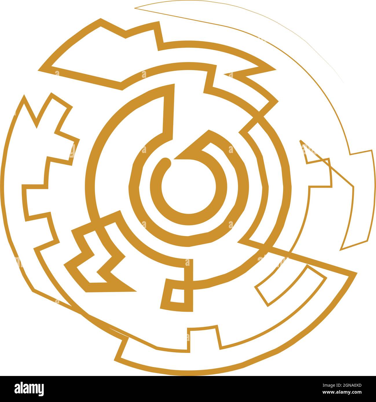 Geometric, random circular element. Abstract angular circle shape ...