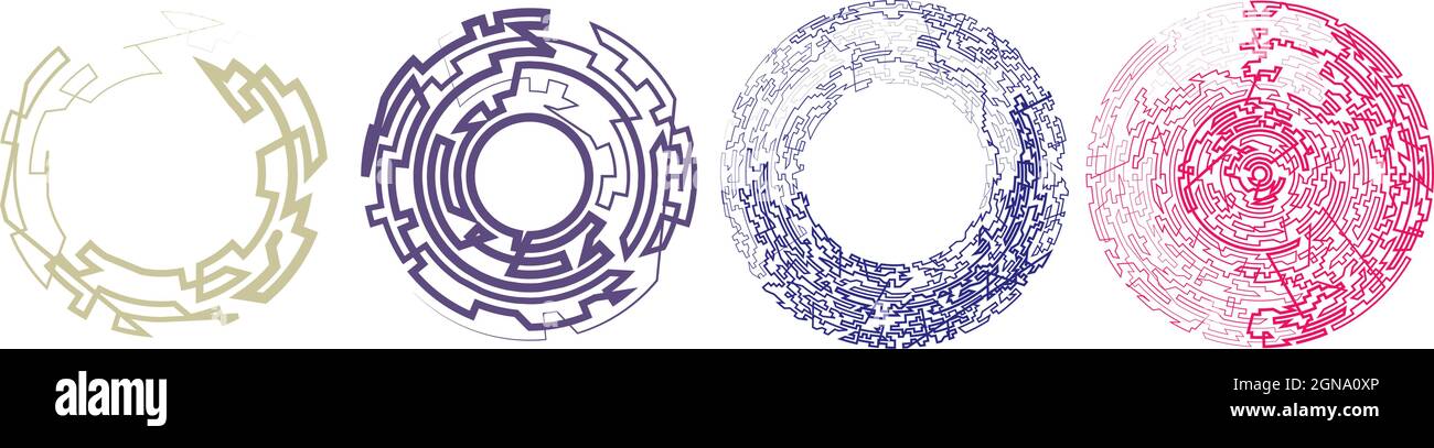 Geometric, random circular element. Abstract angular circle shape ...