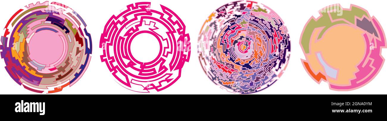 Geometric, random circular element. Abstract angular circle shape ...