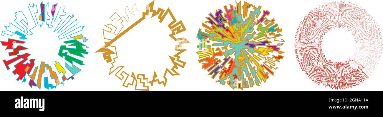 Geometric, random circular element. Abstract angular circle shape ...