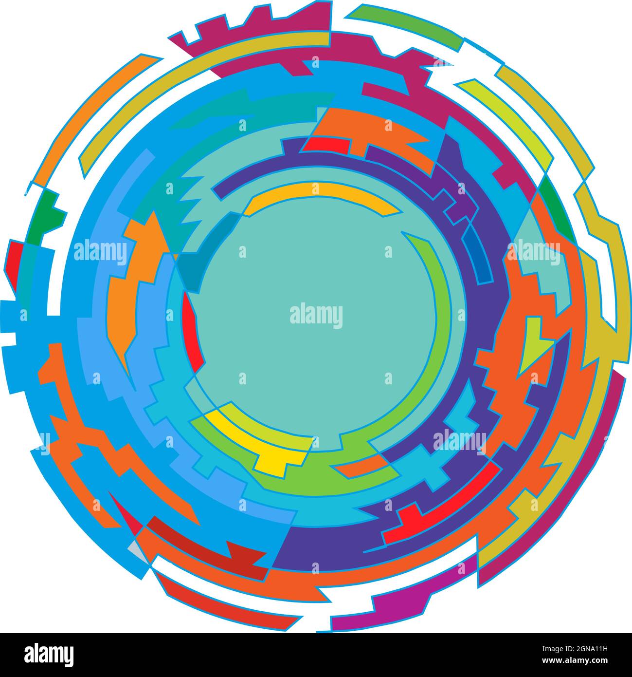 Geometric, random circular element. Abstract angular circle shape ...