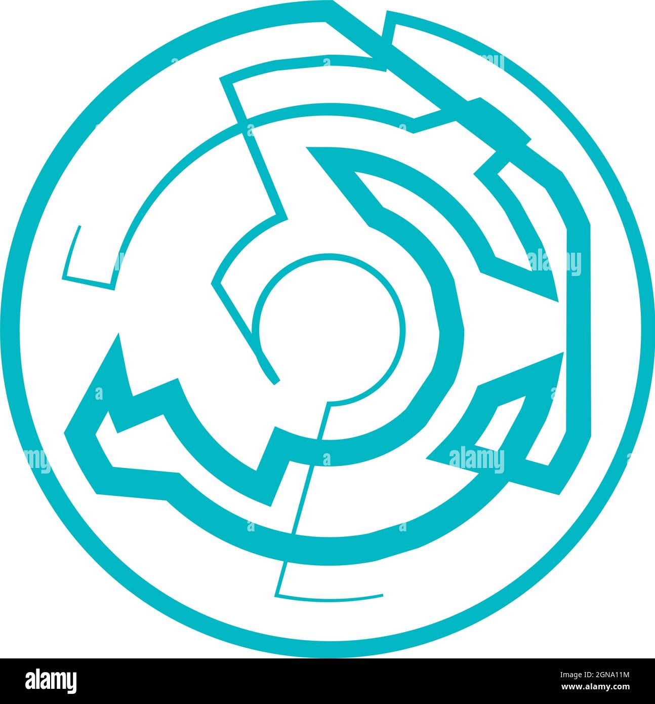 Geometric, random circular element. Abstract angular circle shape ...