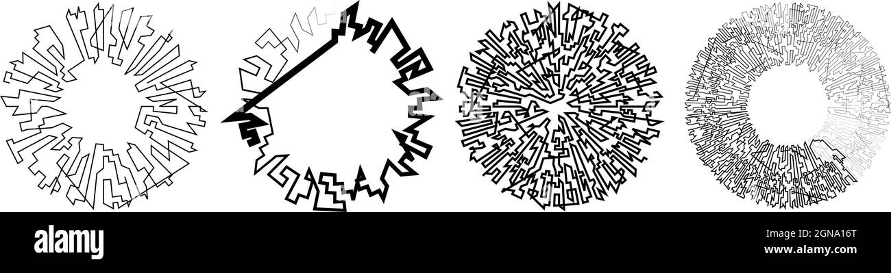 Geometric, random circular element. Abstract angular circle shape ...