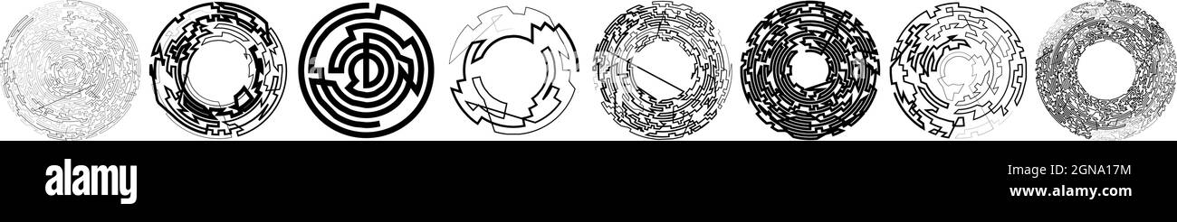 Geometric, random circular element. Abstract angular circle shape ...