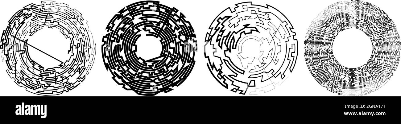 Geometric, random circular element. Abstract angular circle shape ...