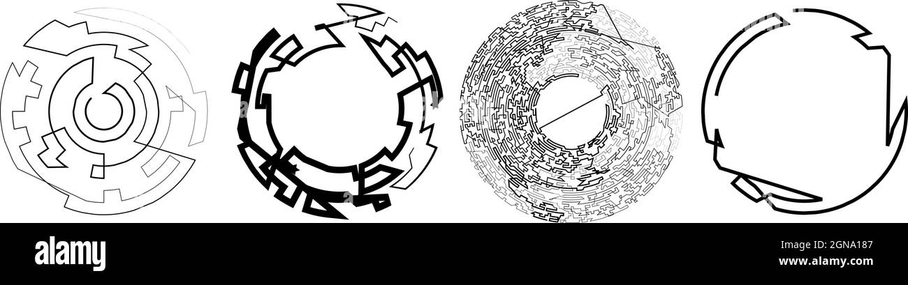 Geometric, random circular element. Abstract angular circle shape ...