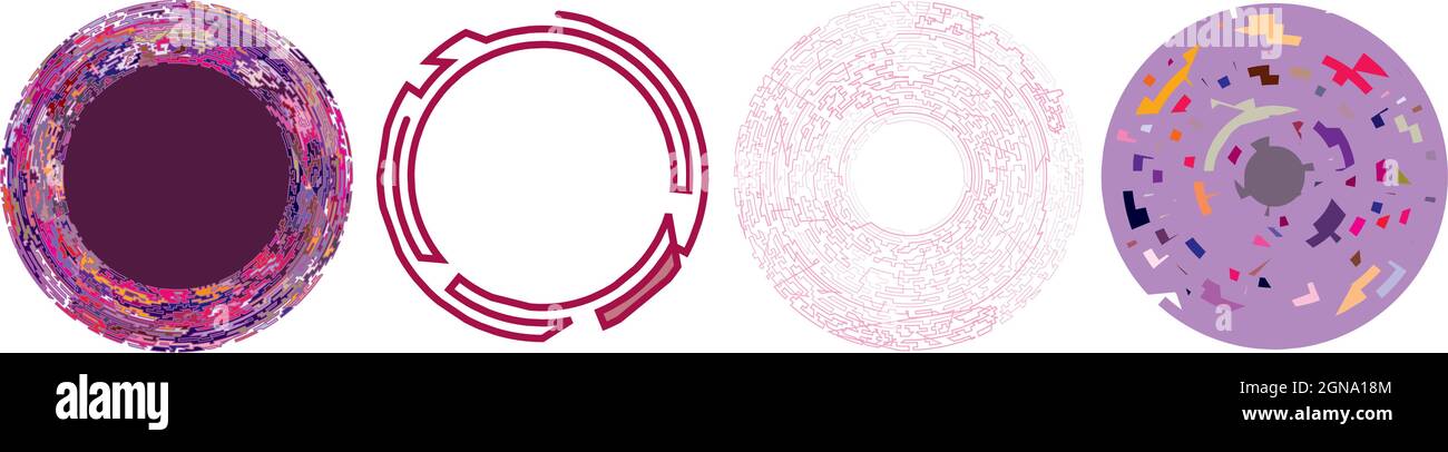 Geometric, random circular element. Abstract angular circle shape ...