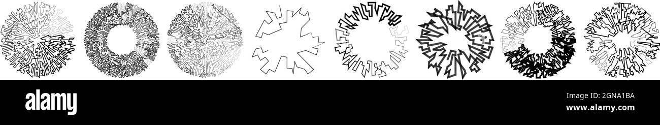 Geometric, random circular element. Abstract angular circle shape ...