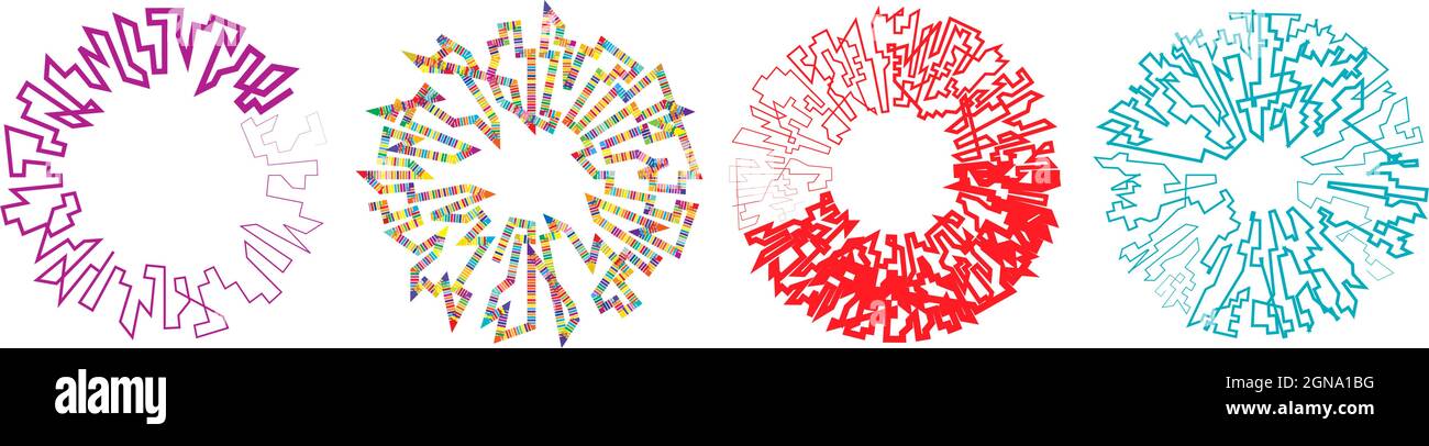 Geometric, random circular element. Abstract angular circle shape ...