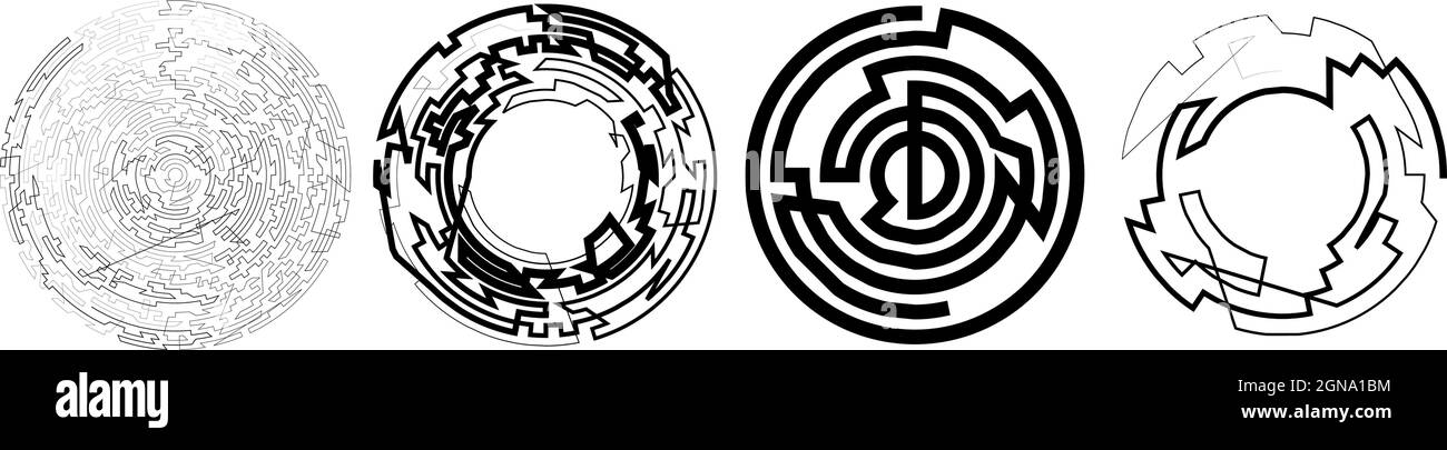 Geometric, random circular element. Abstract angular circle shape ...