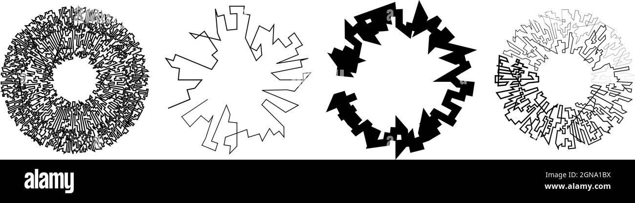 Geometric, random circular element. Abstract angular circle shape ...