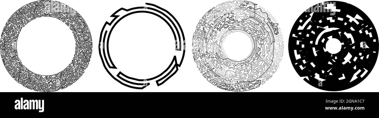 Geometric, random circular element. Abstract angular circle shape ...