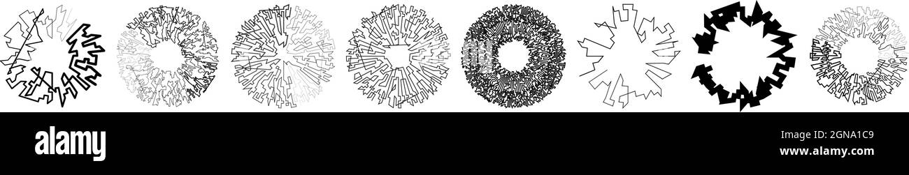 Geometric, random circular element. Abstract angular circle shape ...