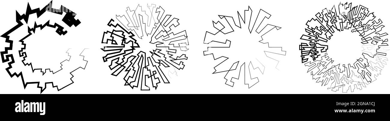 Geometric, random circular element. Abstract angular circle shape ...