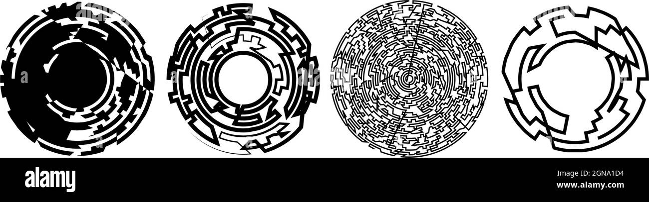 Geometric, random circular element. Abstract angular circle shape ...