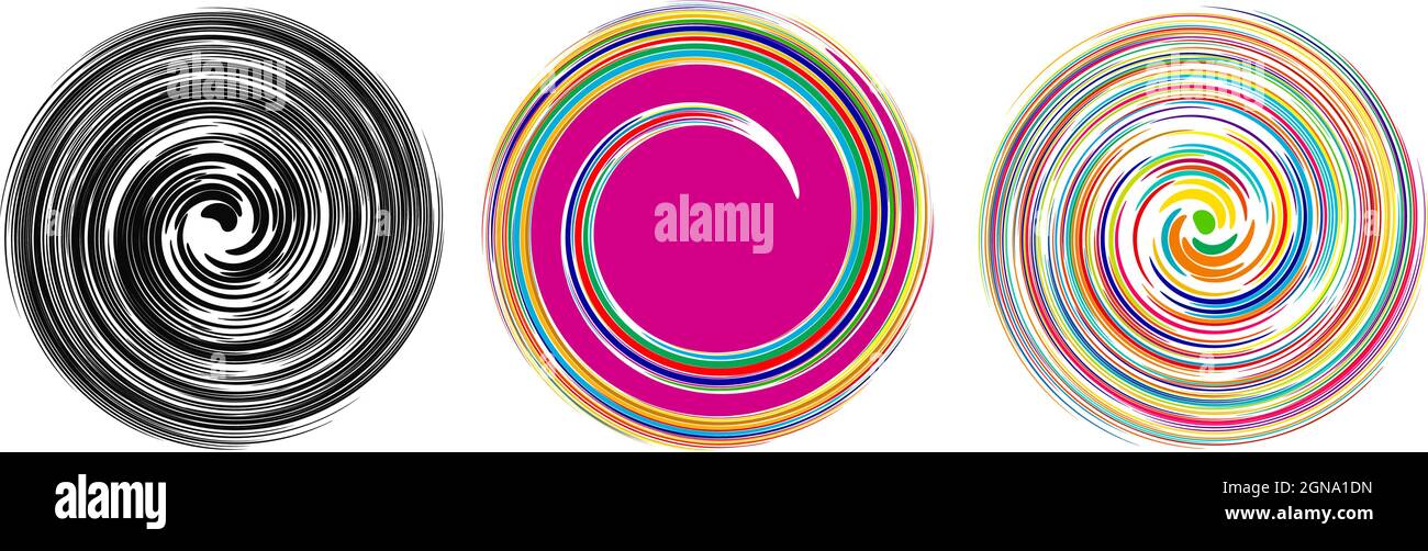 Whirl, swirl, twirl spiral set. Rotation effect lines. Whirlpool ...