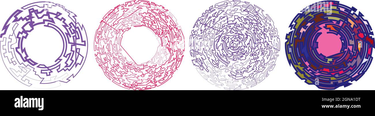 Geometric, random circular element. Abstract angular circle shape ...