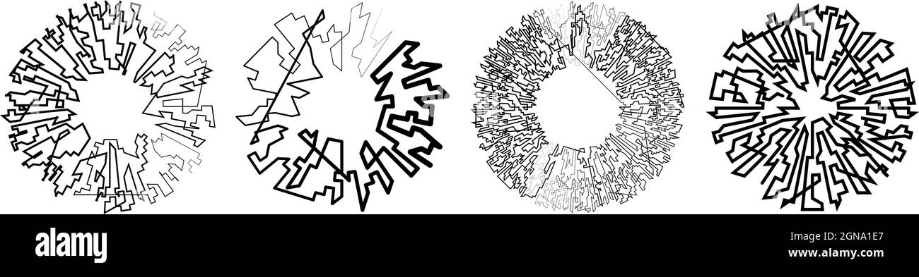 Geometric, random circular element. Abstract angular circle shape ...