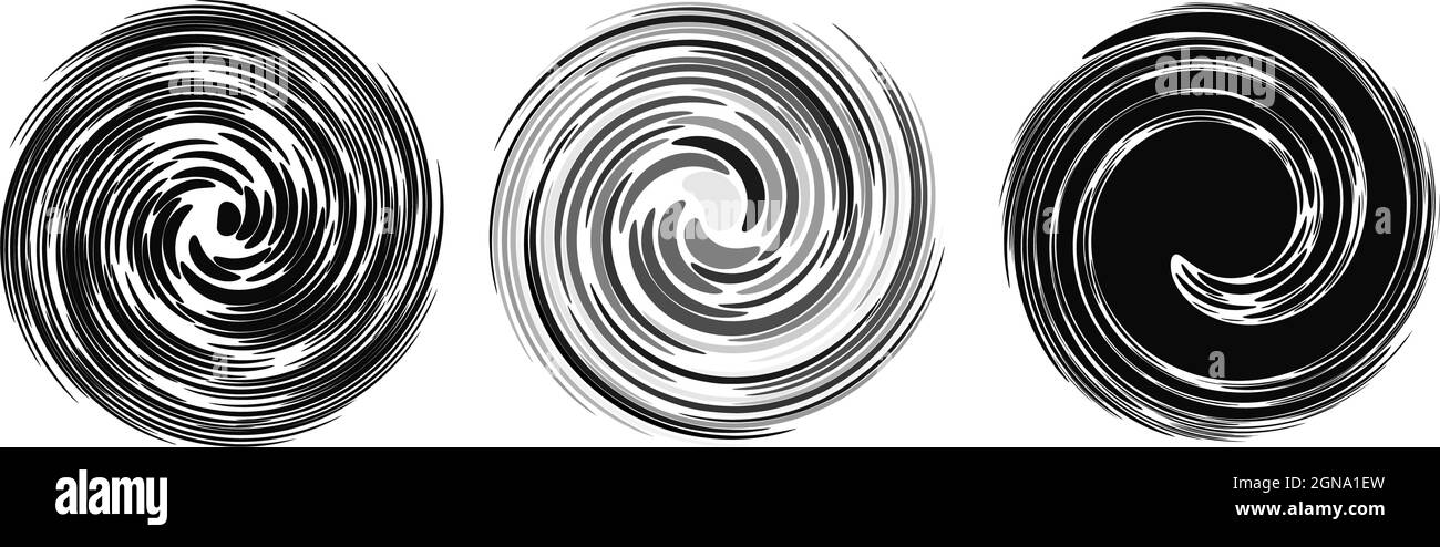 Whirl, swirl, twirl spiral set. Rotation effect lines. Whirlpool ...