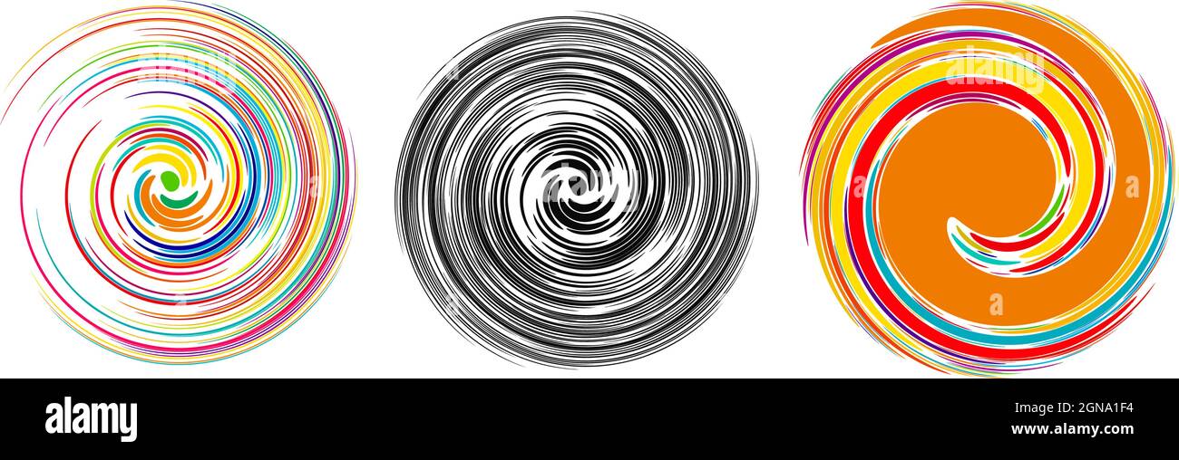 Whirl, swirl, twirl spiral set. Rotation effect lines. Whirlpool ...