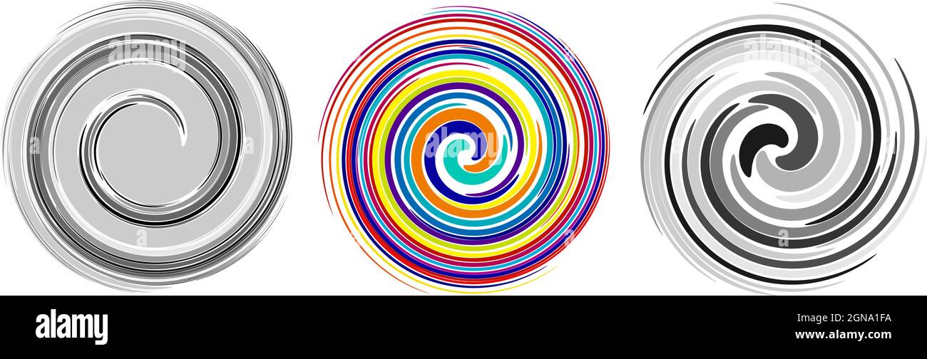 Whirl, swirl, twirl spiral set. Rotation effect lines. Whirlpool ...