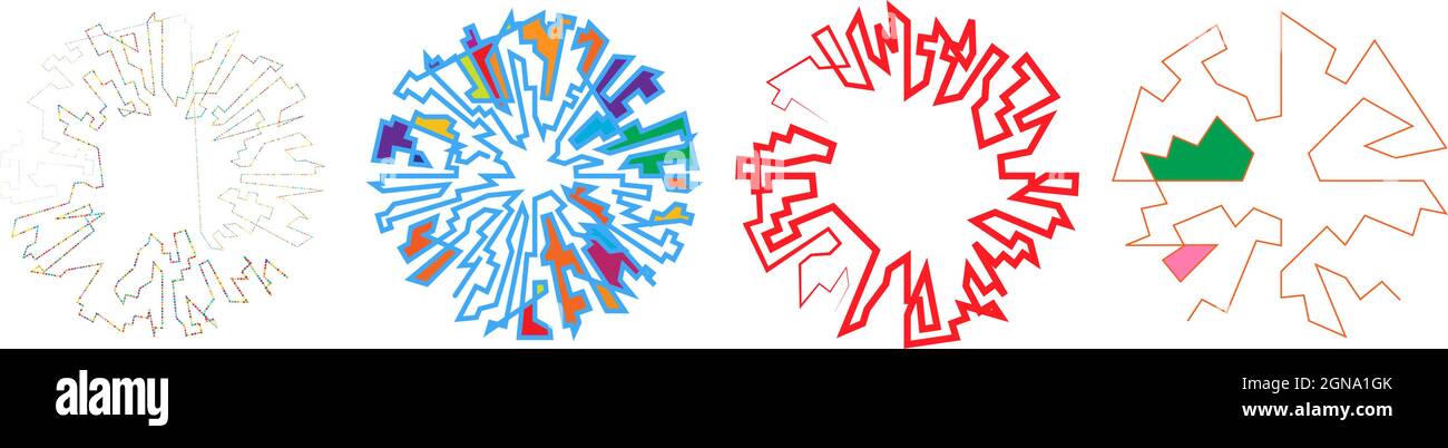 Geometric, random circular element. Abstract angular circle shape ...