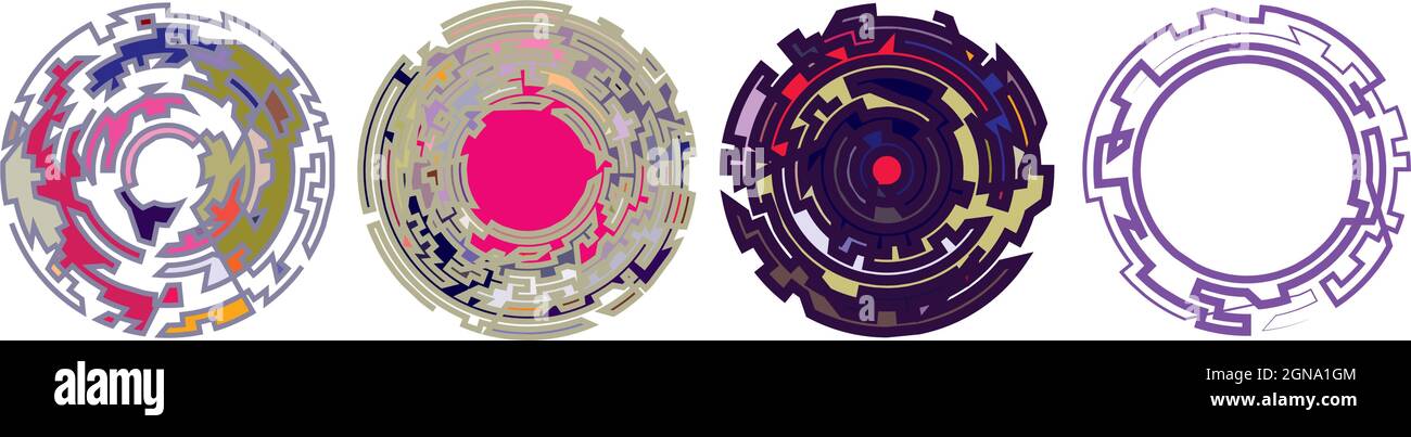 Geometric, random circular element. Abstract angular circle shape ...