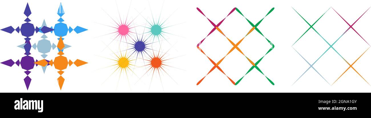 Abstract geometric form, shape element vector set - stock vector illustration, clip-art graphics ...