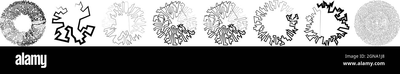 Geometric, random circular element. Abstract angular circle shape ...