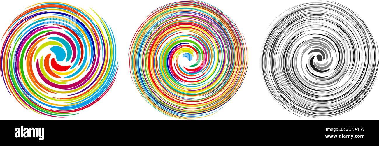 Whirl, swirl, twirl spiral set. Rotation effect lines. Whirlpool ...