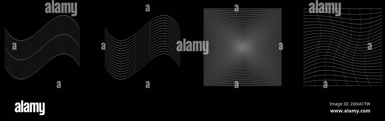 Grid, mesh, grating, trellis, wireframe with distortion, deformation ...