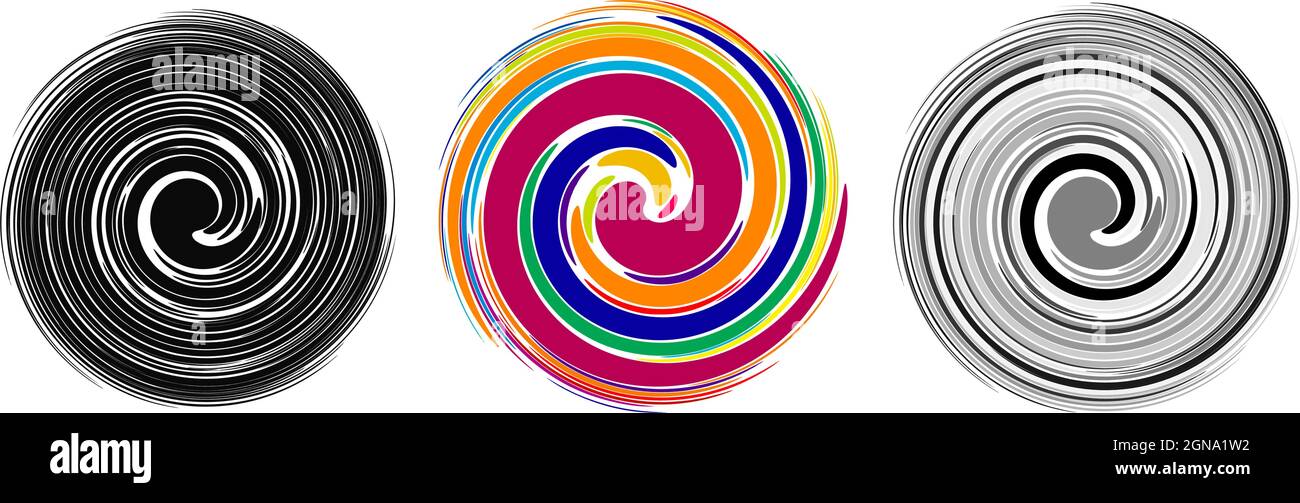 Whirl, swirl, twirl spiral set. Rotation effect lines. Whirlpool ...