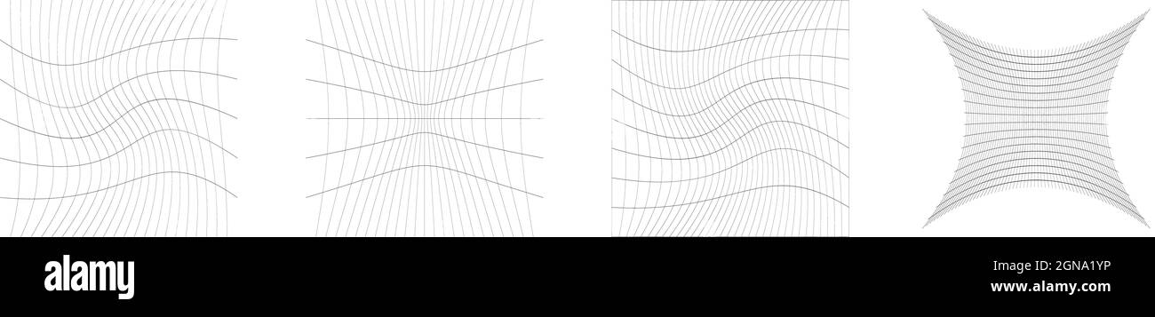 Grid, mesh, grating, trellis, wireframe with distortion, deformation ...