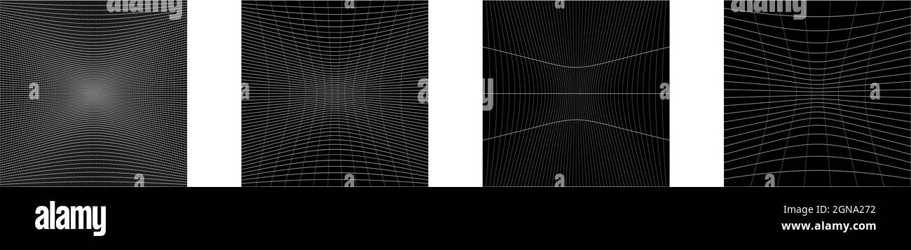Grid, mesh, grating, trellis, wireframe with distortion, deformation ...