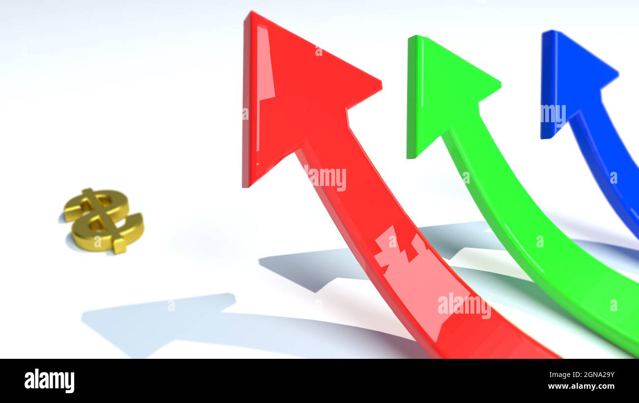 3D Rendering Stock Market Financial Rising Arrow Stock Photo - Alamy