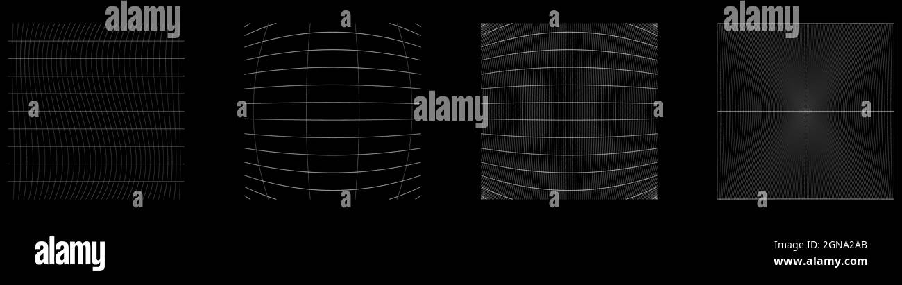 Grid, mesh, grating, trellis, wireframe with distortion, deformation ...