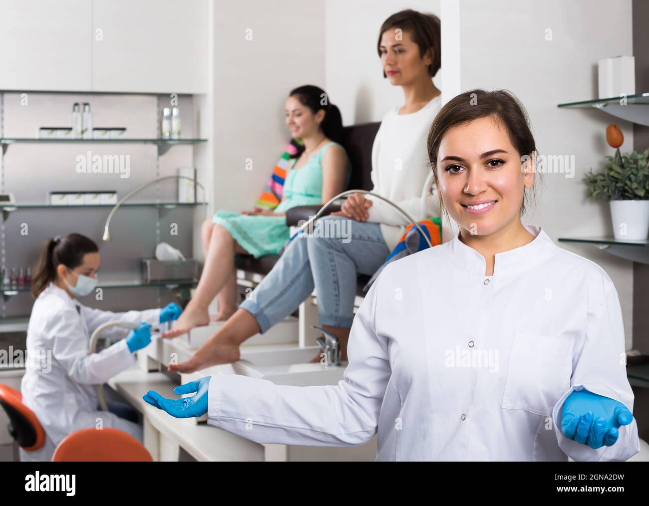 Portrait young woman pedicure hi-res stock photography and images - Alamy