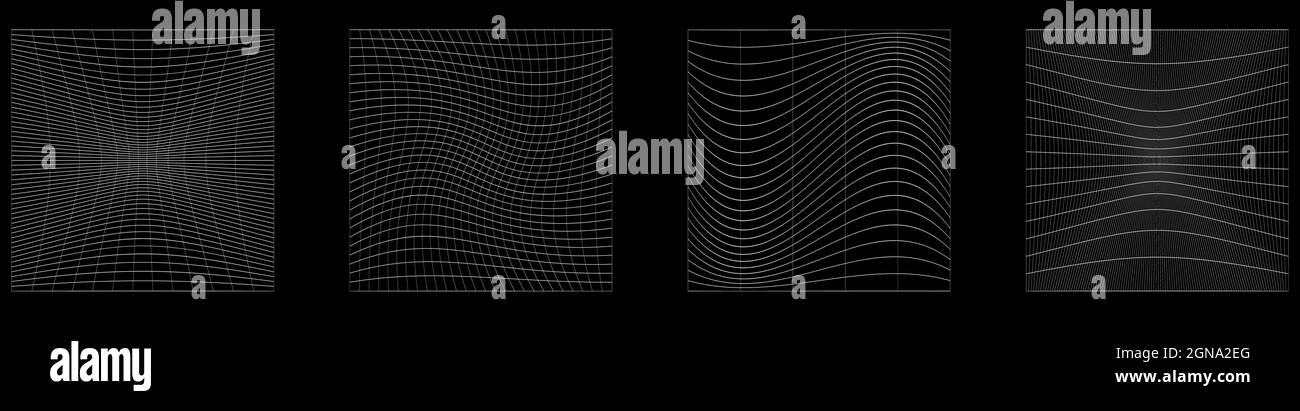 Grid, mesh, grating, trellis, wireframe with distortion, deformation ...