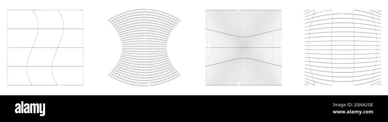 Grid, mesh, grating, trellis, wireframe with distortion, deformation ...