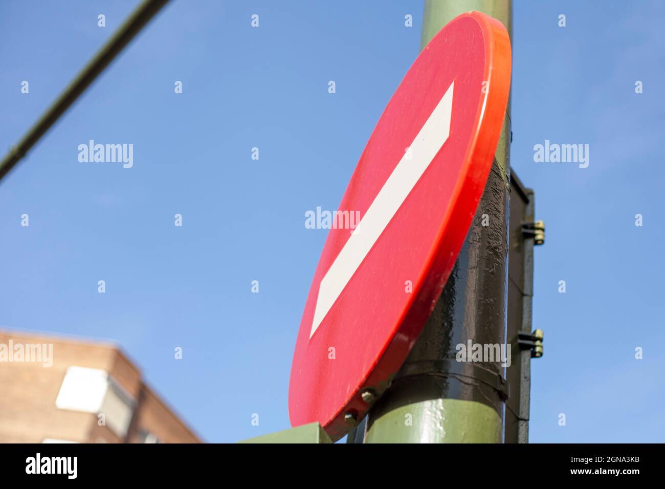 European red stop sign with blue sky background Stock Photo - Alamy