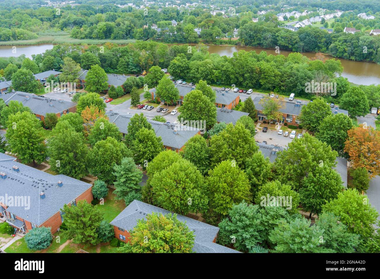 Drone flight over building rooftops hi-res stock photography and images ...